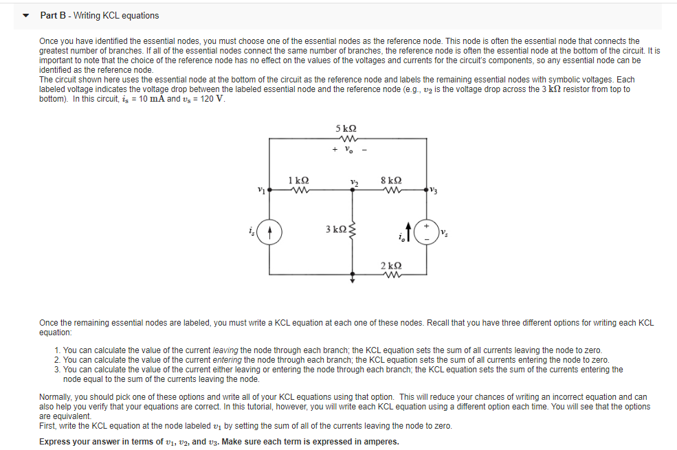 Solved Part B - Writing KCL equations Once you have | Chegg.com