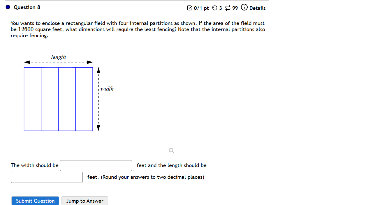 Solved Question 8You wants to enclose a rectangular field | Chegg.com