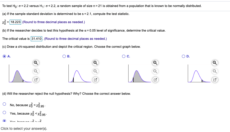 Solved To test Upper H 0 : sigma equals 2.2H0: | Chegg.com