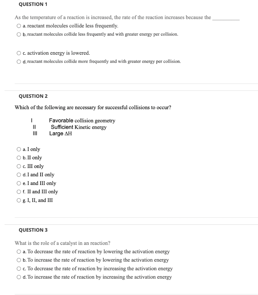 Solved I am studying for my Chemistry homework and these are | Chegg.com