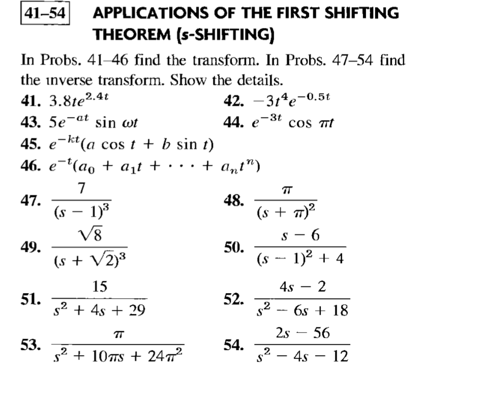 Solved 41. 3.8te2.4t 41-54 APPLICATIONS OF THE FIRST | Chegg.com
