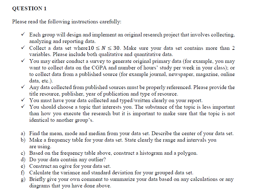 QUESTION 1 Please read the following instructions | Chegg.com