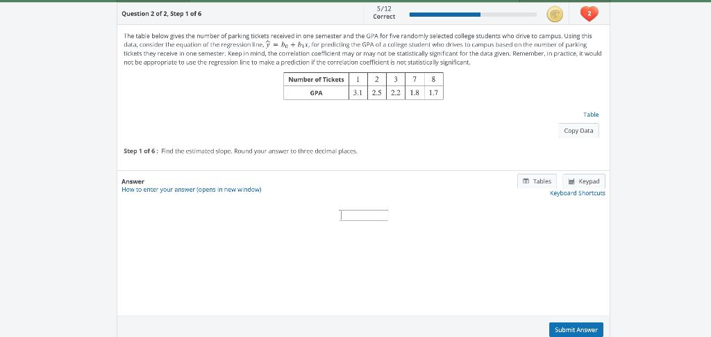 Solved Step 2 of 6: Find the estimated y-intercept. Round | Chegg.com