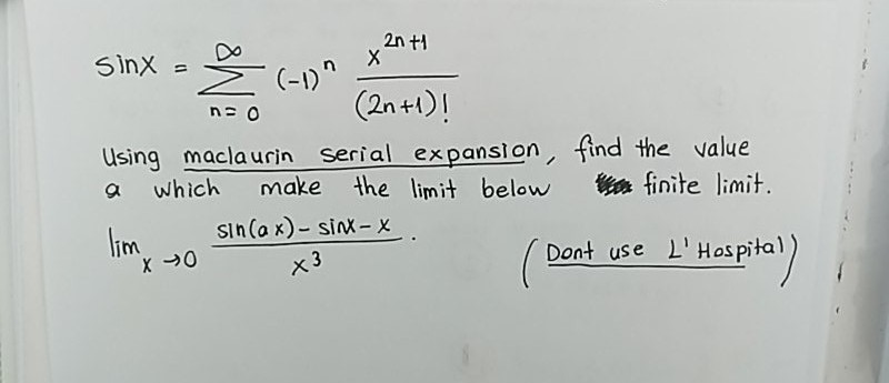 Solved 2nt1 sinx = Х neo (2n+1)! Using maclaurin serial | Chegg.com