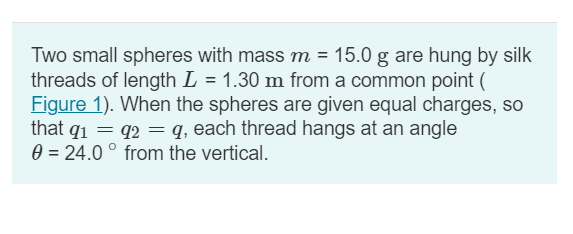 Solved Two small spheres with mass m=15.0 g are hung by silk | Chegg.com