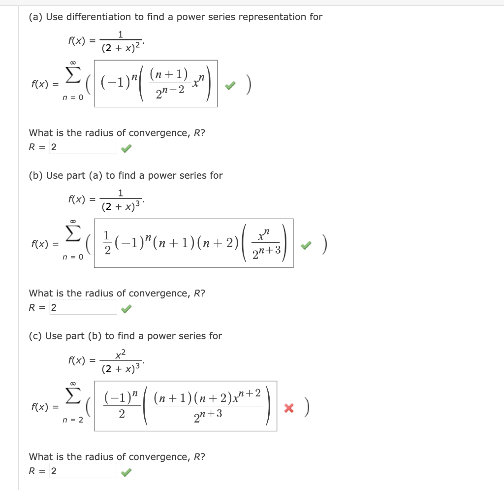 Solved (a) Use differentiation to find a power series | Chegg.com
