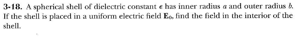 Solved 3-18. A spherical shell of dielectric constant ϵ has | Chegg.com