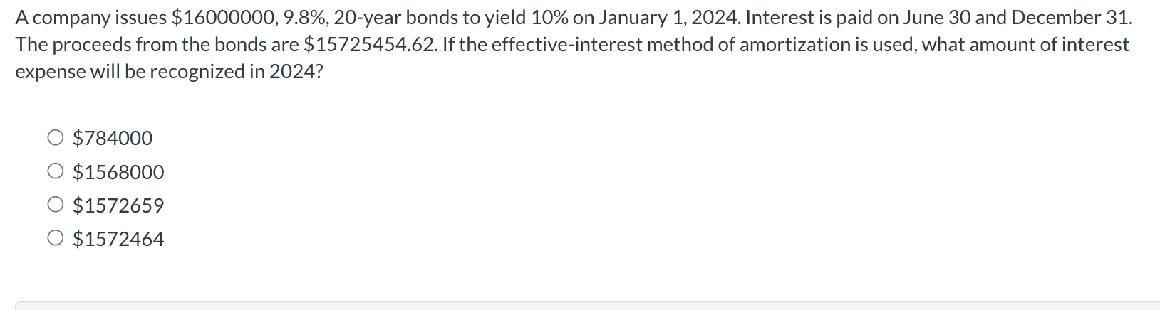 Solved A company issues $16000000,9.8%,20-year bonds to | Chegg.com