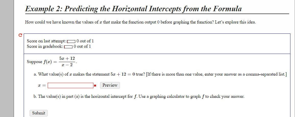 Solved Example 2: Predicting the Horizontal Intercepts from | Chegg.com