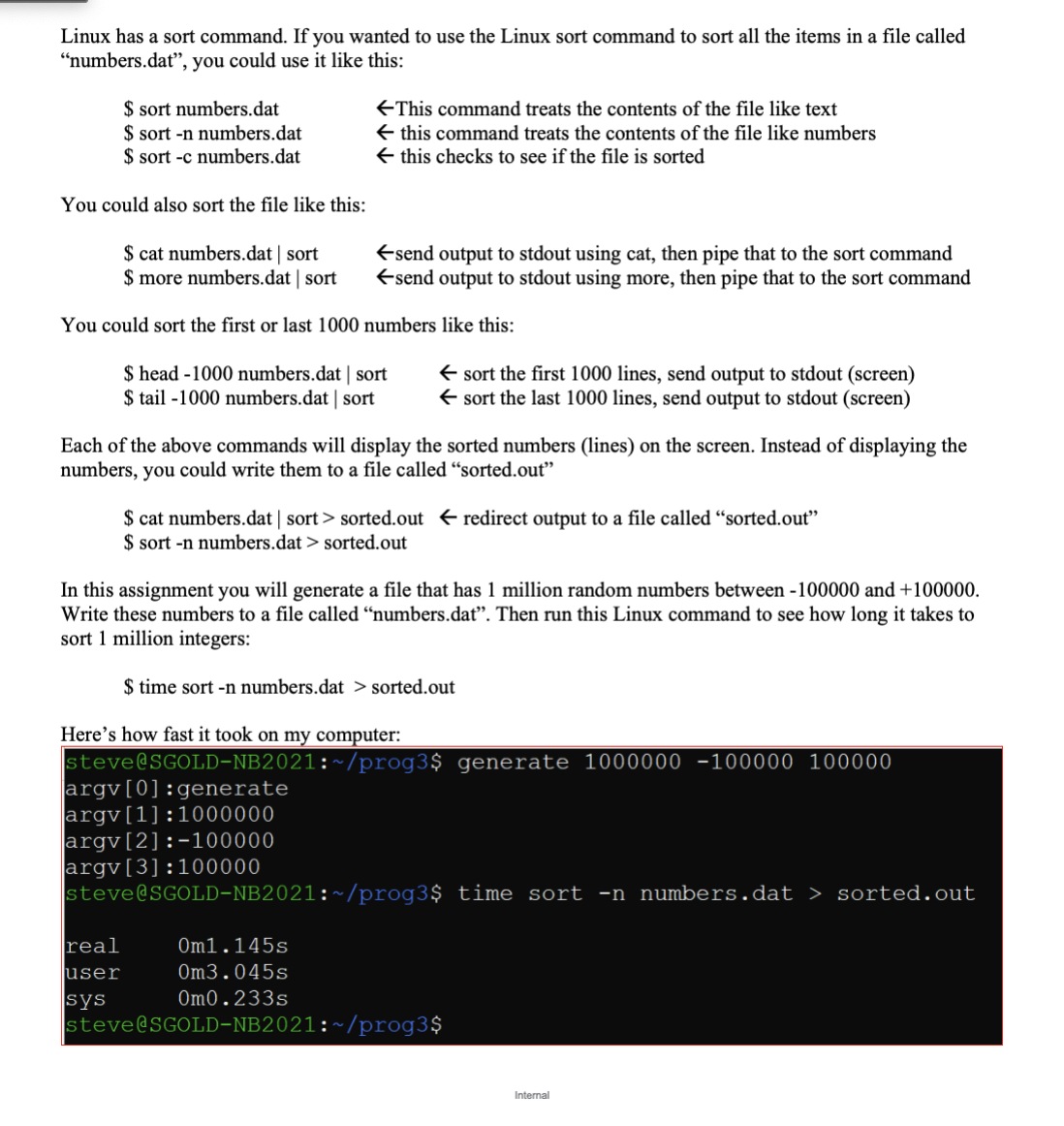 Solved Your job is to write a sort program that uses the | Chegg.com
