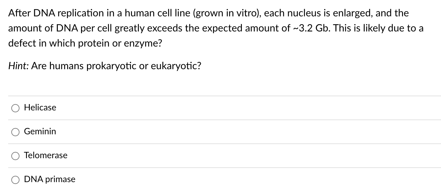 Solved After DNA replication in a human cell line (grown in | Chegg.com