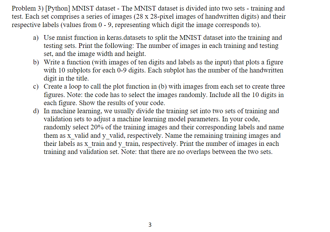 Solved Problem 3 Python Mnist Dataset The Mnist Dataset 0013