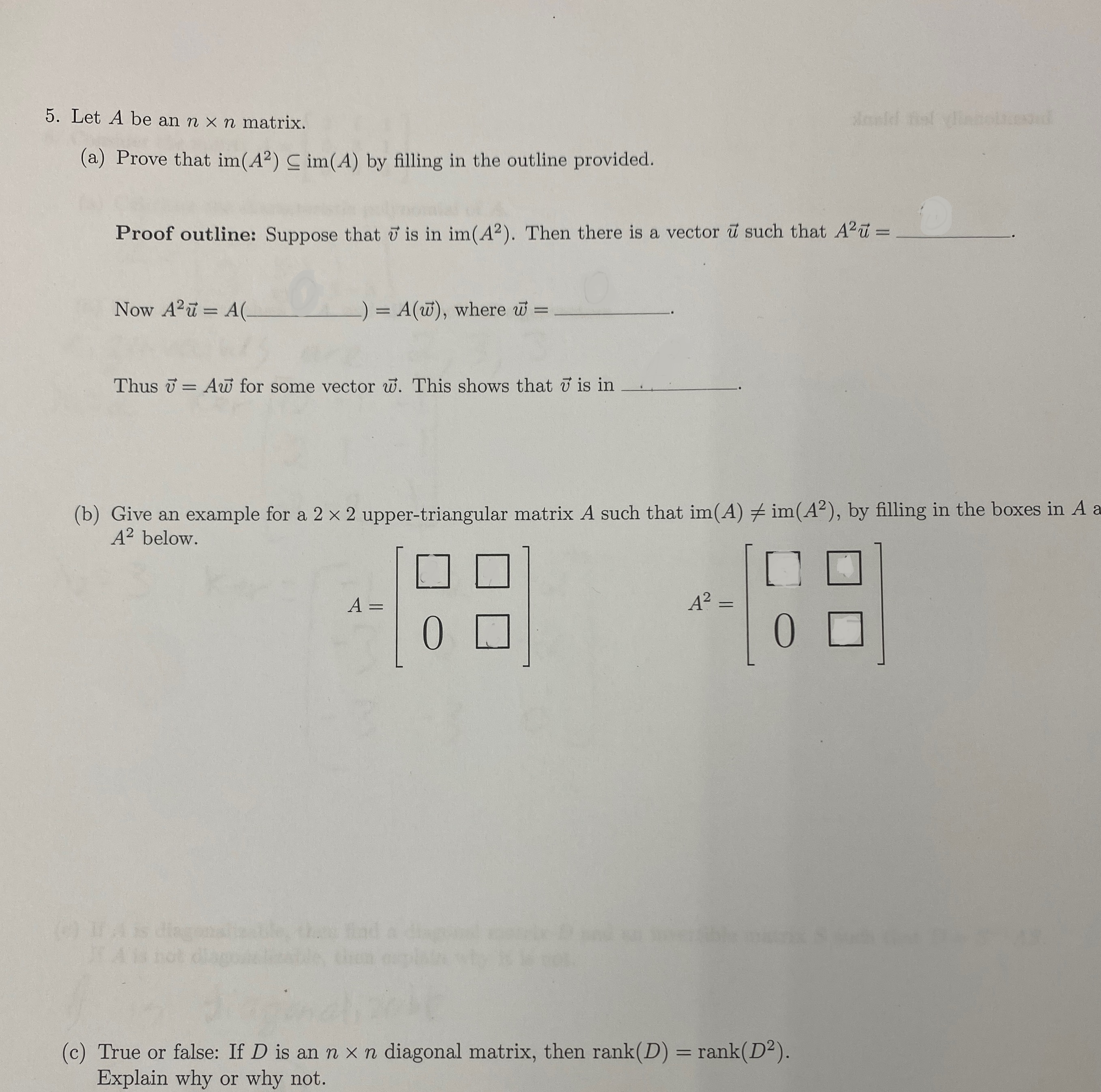 Solved Proof outline: Suppose that v is inim(A2). Then there | Chegg.com