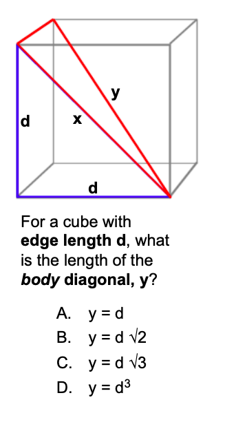 Solved For a cube with edge length d, what is the length of | Chegg.com