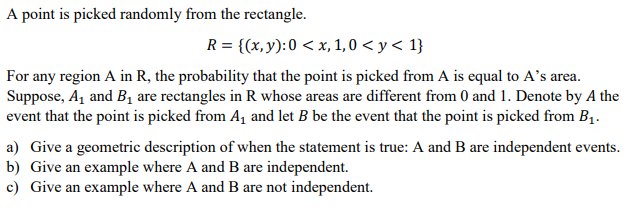 Solved A point is picked randomly from the rectangle. | Chegg.com
