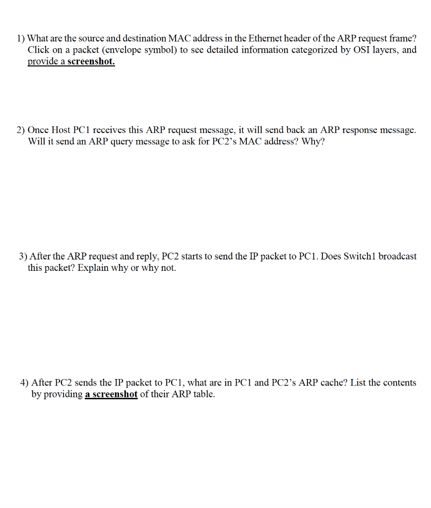 1) What are the source and destination MAC address in | Chegg.com