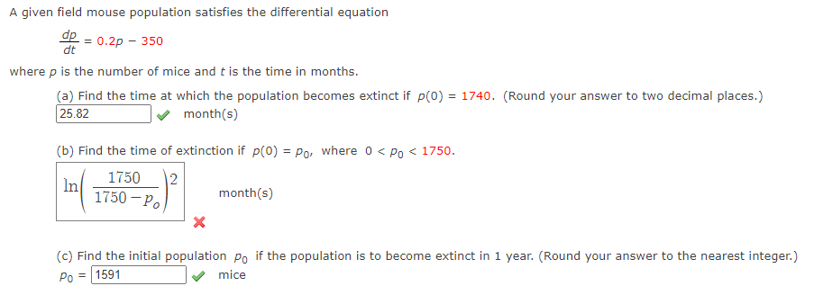 Solved A given field mouse population satisfies the | Chegg.com
