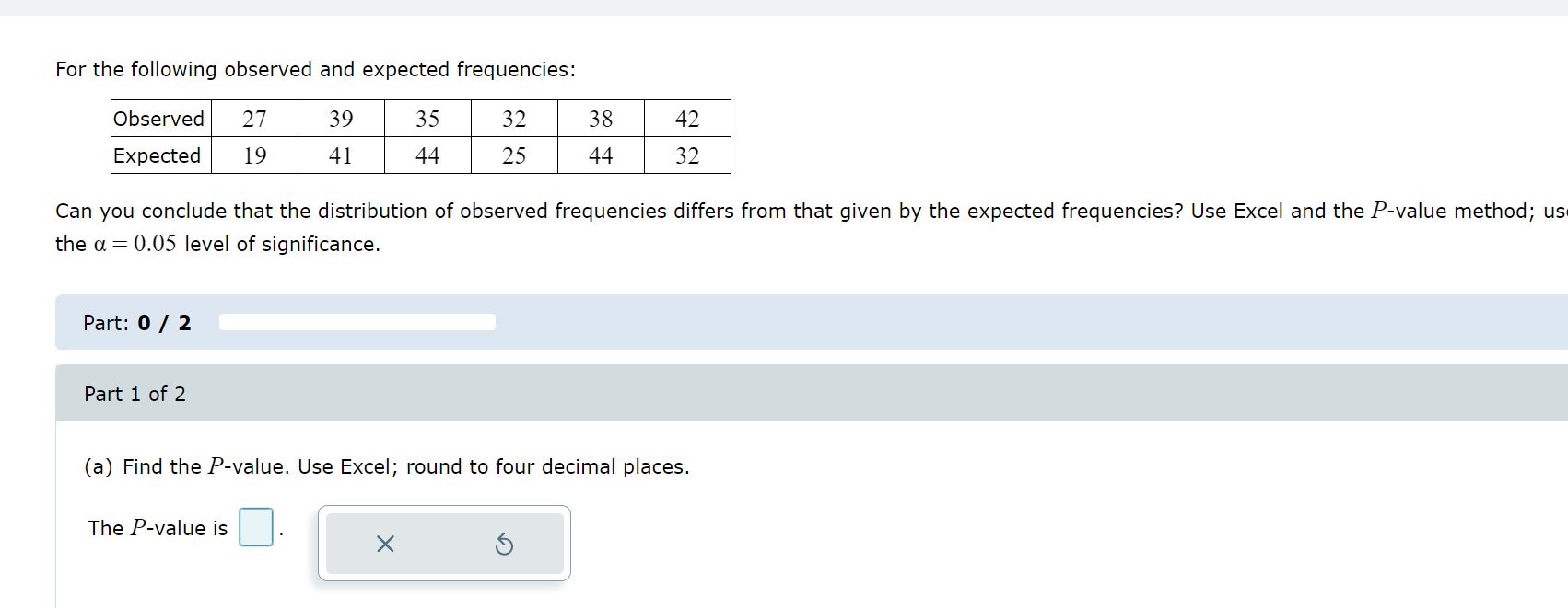 Solved For the following observed and expected frequencies: | Chegg.com