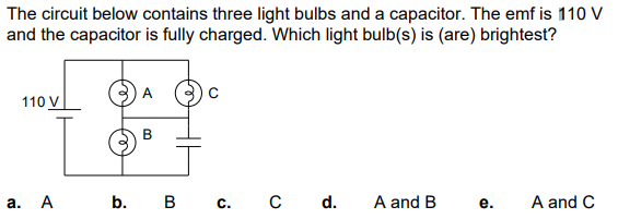 Solved The circuit below contains three light bulbs and a | Chegg.com