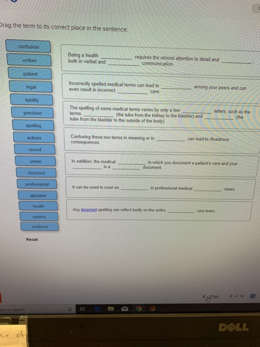 Solved rag the term to its correct place in the sentence | Chegg.com