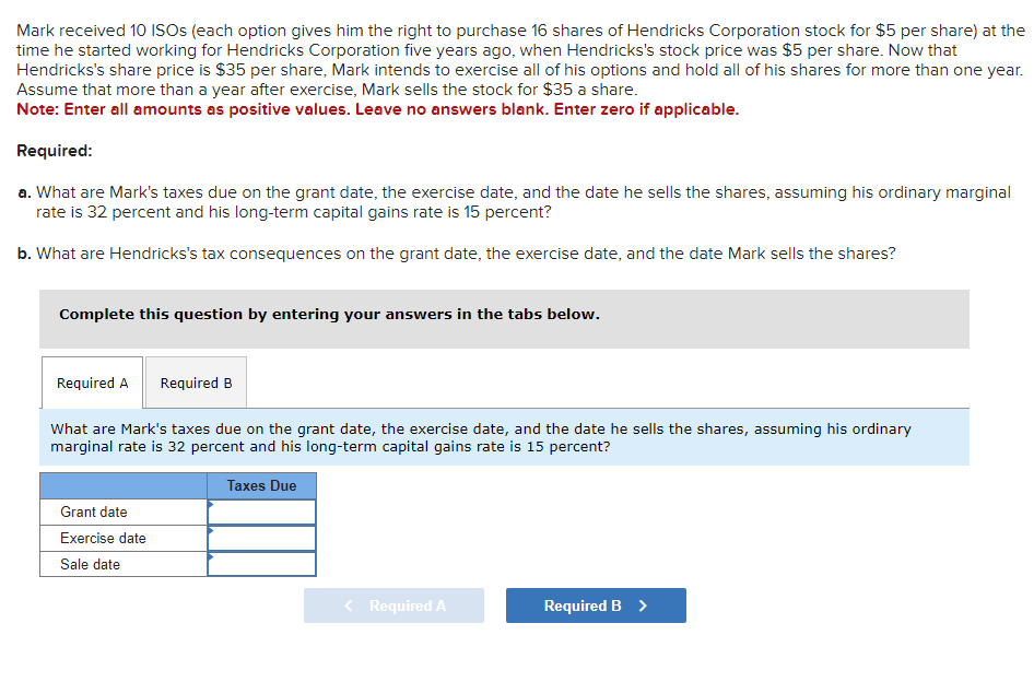 Solved Mark received 10 ISOs (each option gives him the | Chegg.com