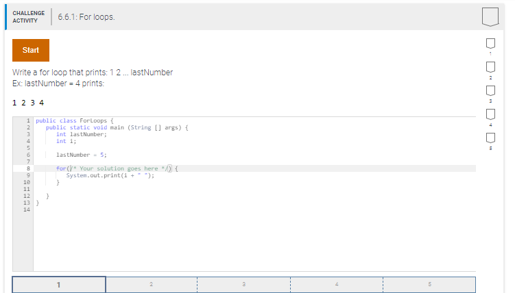 Solved MY6.1:For loops Start Write a for loop that prints: 1 | Chegg.com