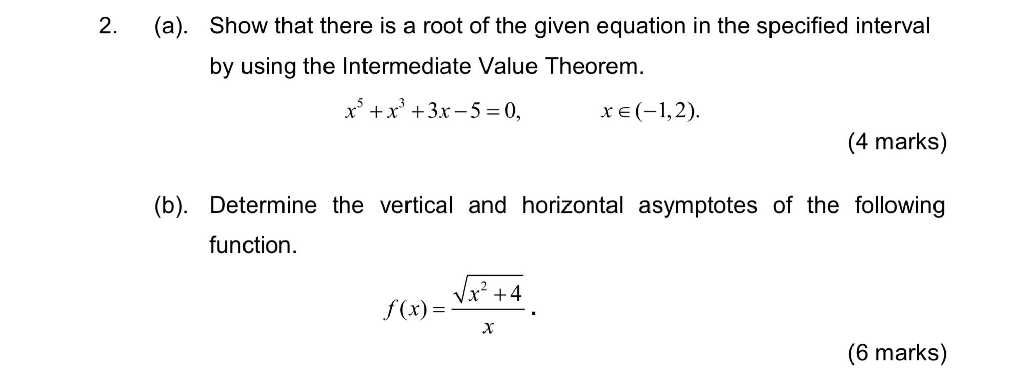 Solved 2. (a). Show that there is a root of the given | Chegg.com