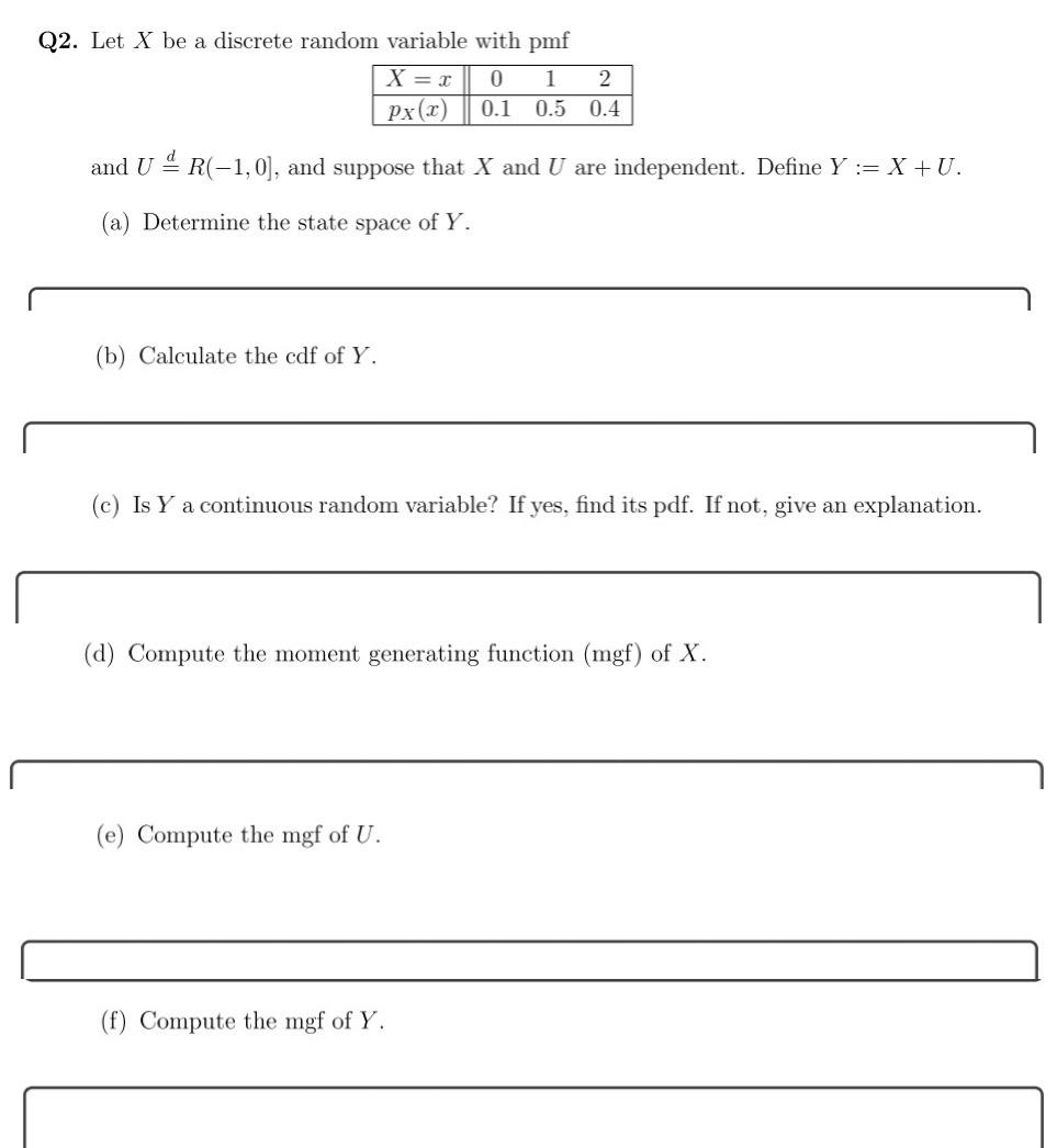 Q2. Let X be a discrete random variable with pmf and | Chegg.com