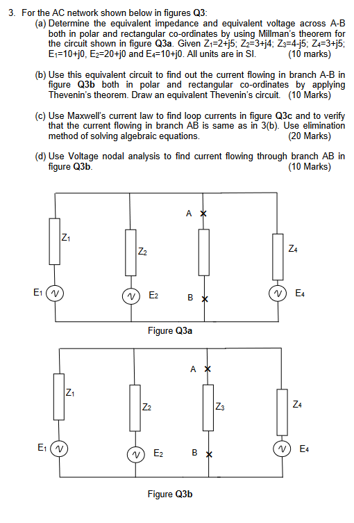 Solved 3. For the AC network shown below in figures Q3: (a) | Chegg.com