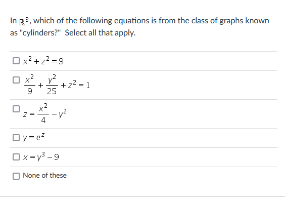 Solved In R3, which of the following equations is from the | Chegg.com