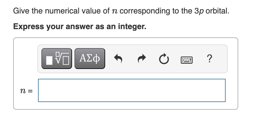 Solved Give the numerical value of \( ﻿n \) ﻿corresponding | Chegg.com