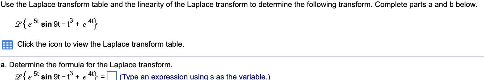 Solved Use the Laplace transform table and the linearity of | Chegg.com