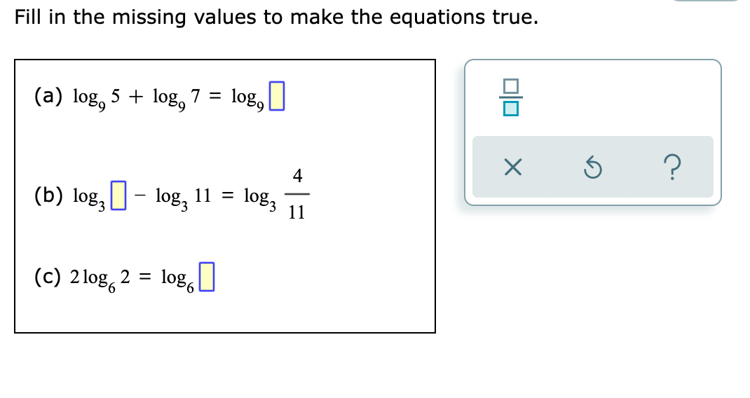 Solved Fill in the missing values to make the equations | Chegg.com