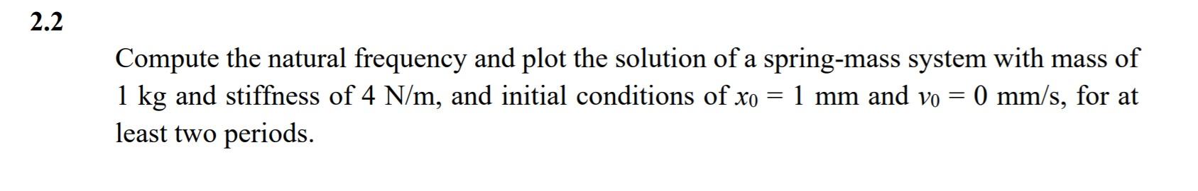 Solved 2.2 Compute the natural frequency and plot the | Chegg.com