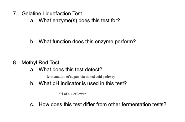 Solved 7. Gelatine Liquefaction Test a. What enzyme(s) does | Chegg.com