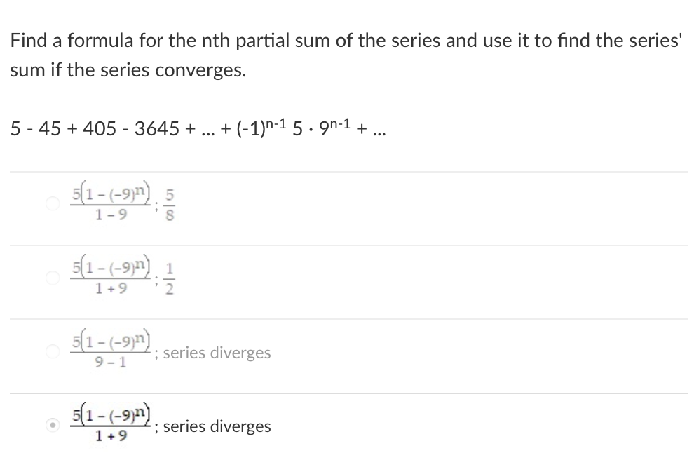 Solved Find A Formula For The Nth Partial Sum Of The Series 