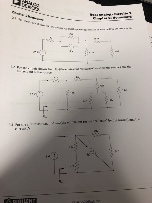 Solved ANALOG DEVICES Chapter 2 Homework: Real Analog - | Chegg.com
