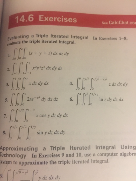 Solved 14.6 Exercises See CalcChat.co lu ating a Triple | Chegg.com