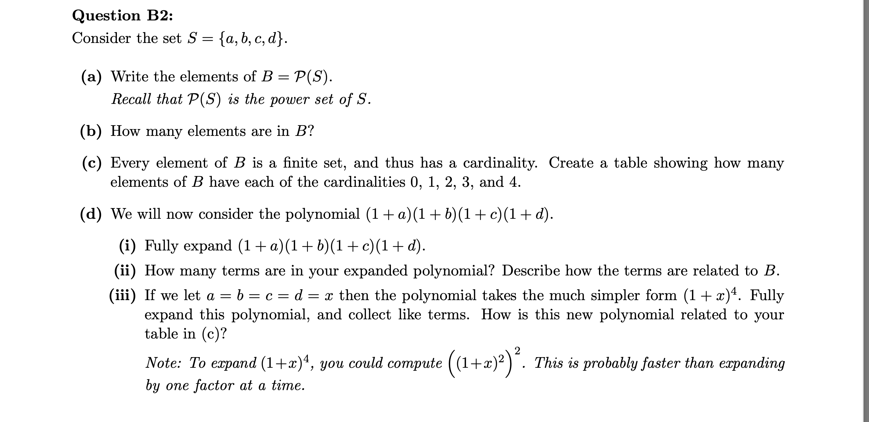 Solved nsider the set S={a,b,c,d}. a) Write the elements of | Chegg.com