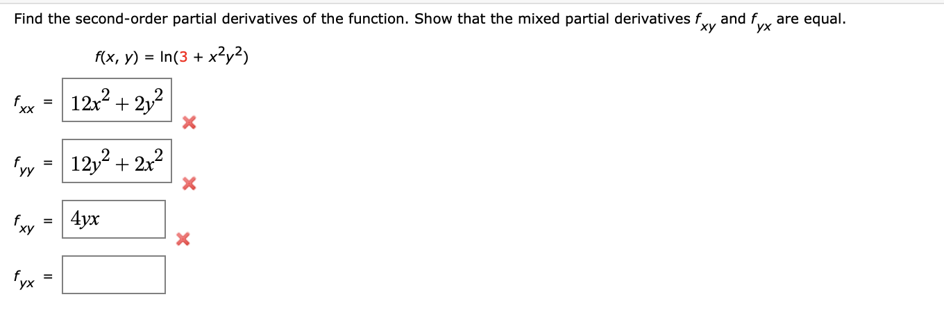 Solved Find the second-order partial derivatives of the | Chegg.com