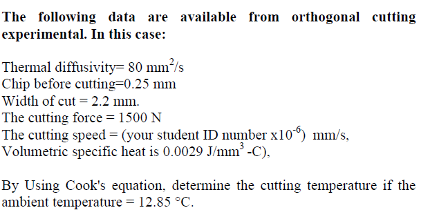 Solved The following data are available from orthogonal | Chegg.com
