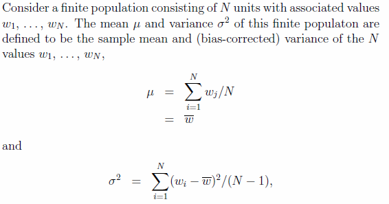Solved Consider a finite population consisting of N units | Chegg.com
