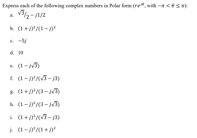 Solved Express each of the following complex numbers in | Chegg.com