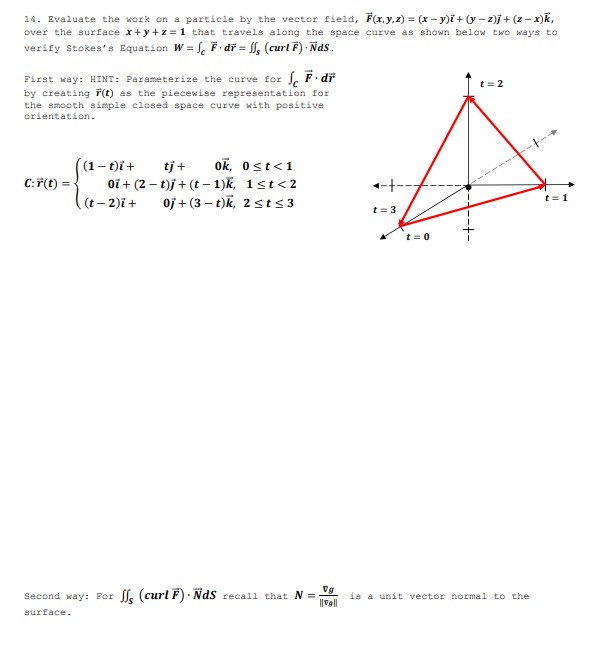 Solved 14. Evaluate the work on a particle by the vector | Chegg.com