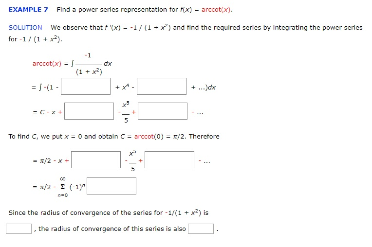 Solved EXAMPLE 7 Find a power series representation for | Chegg.com