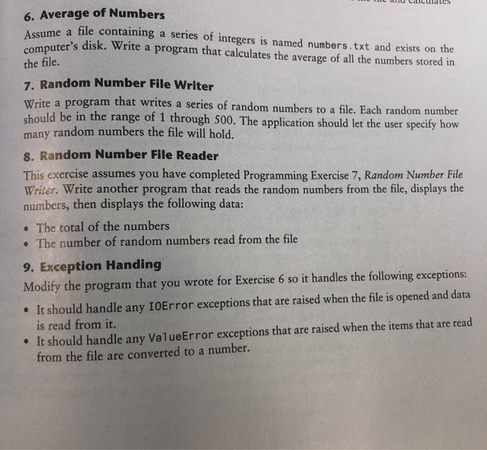 Solved Complete Programming Exercises 6 And 9 Combined As 