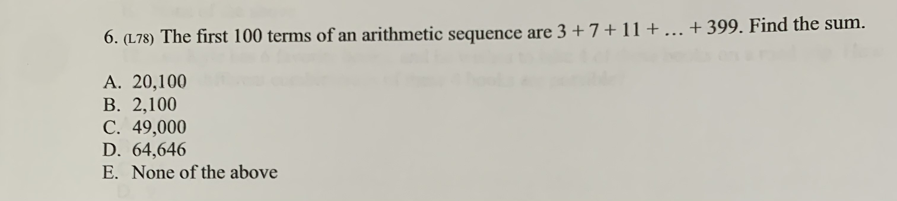 Solved 6. (L78) The first 100 terms of an arithmetic | Chegg.com