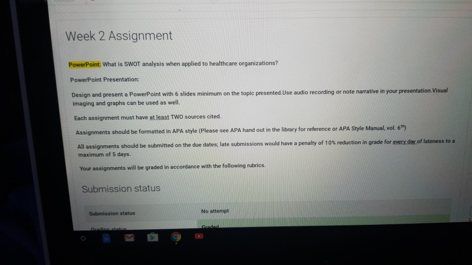 Solved Week 2 Assignment PowerPoint: What is SWOT analysis | Chegg.com