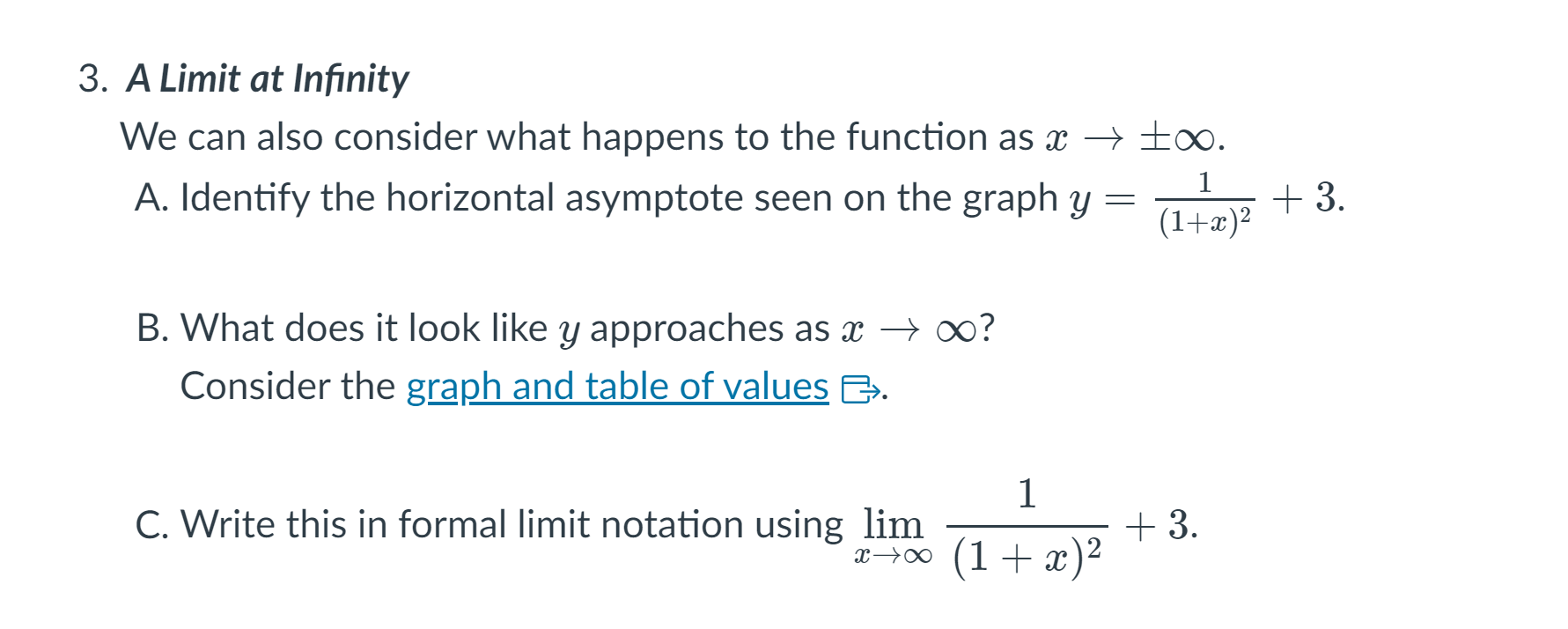 Solved 3. A Limit at Infinity We can also consider what | Chegg.com