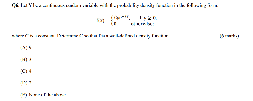Solved Q7. Find the expectation of Y. (A) 2/27 (B) 1 (C) 2/3 | Chegg.com